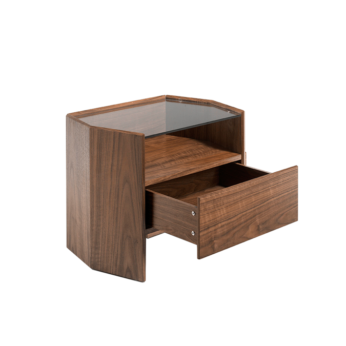 BIM objects - Free download! Hexagonal nightstand in walnut wood and ...
