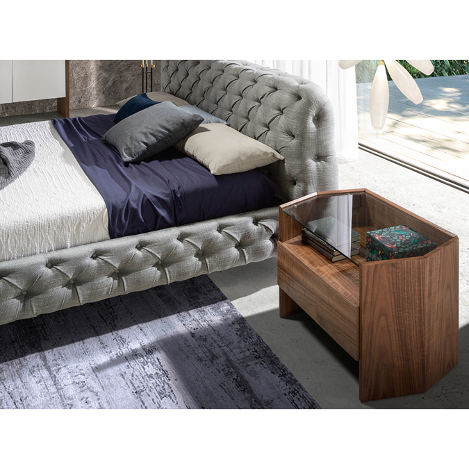 BIM objects - Free download! Hexagonal nightstand in walnut wood and ...