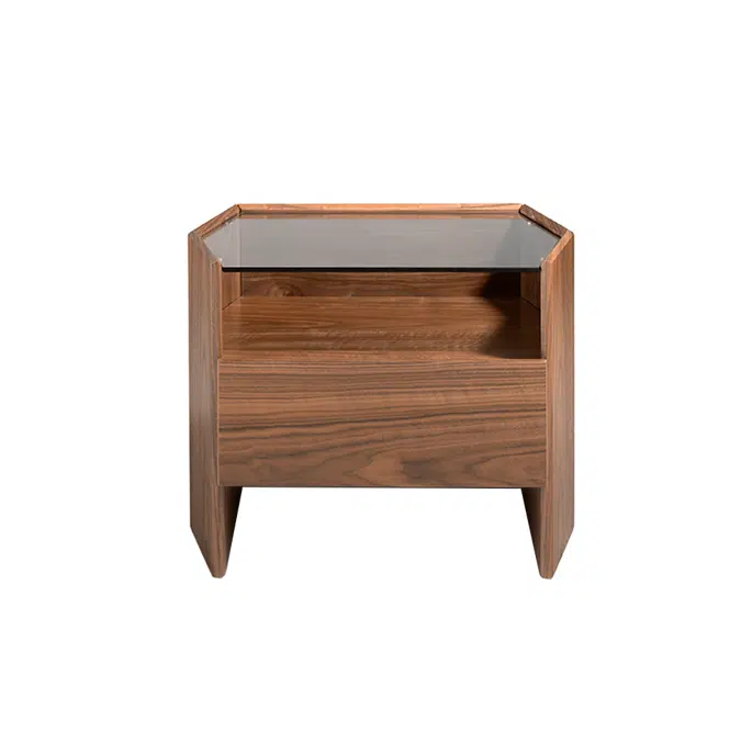 BIM objects - Free download! Hexagonal nightstand in walnut wood and ...