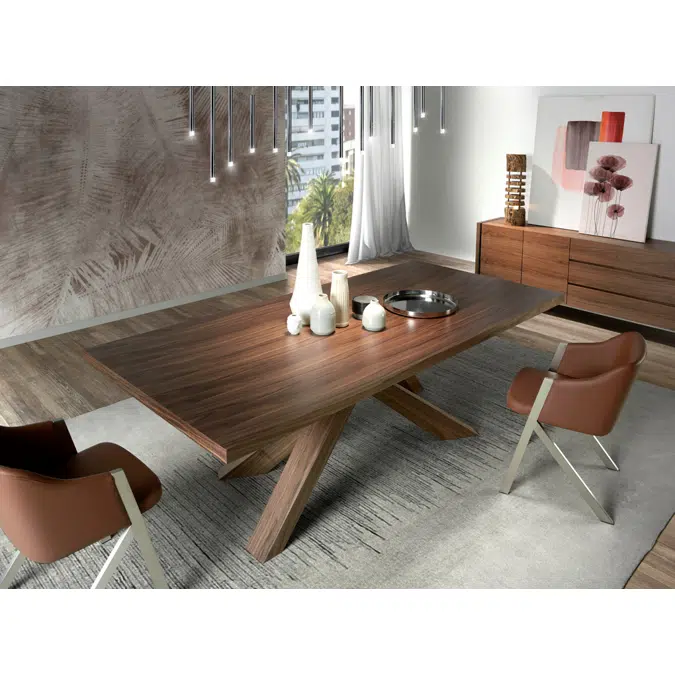 BIM objects - Free download! Rectangular solid wood dining table Walnut ...