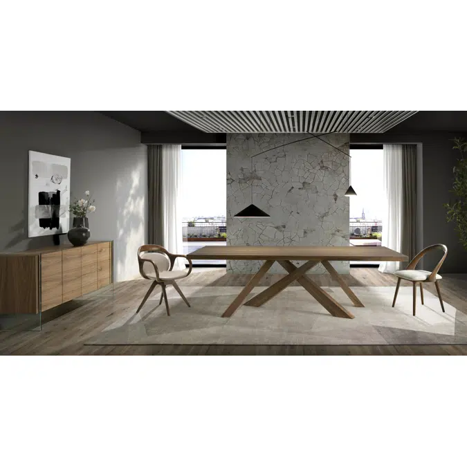 BIM objects - Free download! Rectangular solid wood dining table Walnut ...