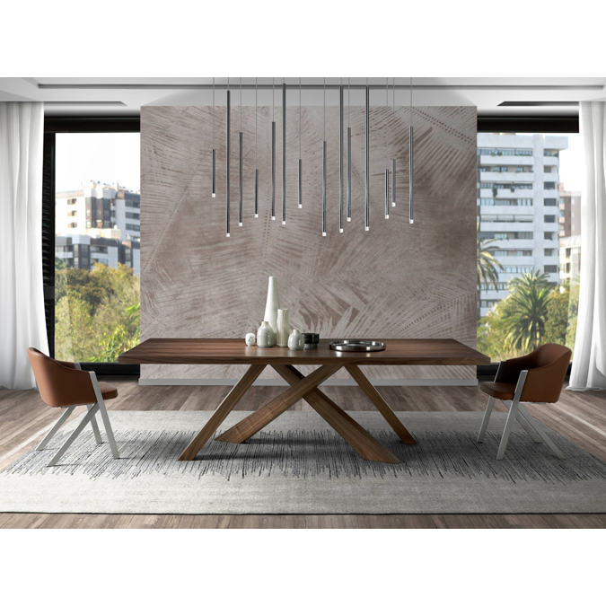 BIM objects - Free download! Rectangular solid wood dining table Walnut ...