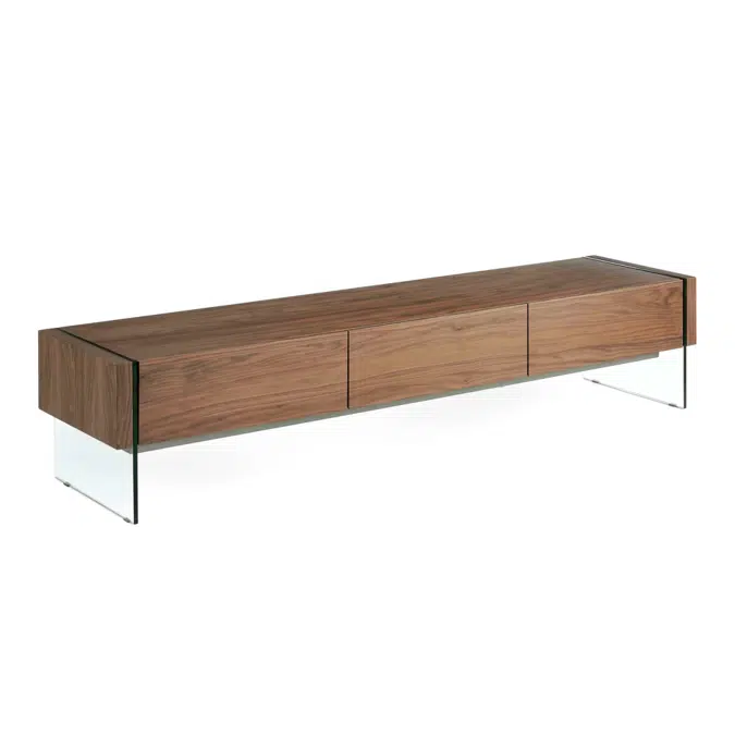 BIM objects - Free download! Walnut wood TV cabinet and tempered glass ...