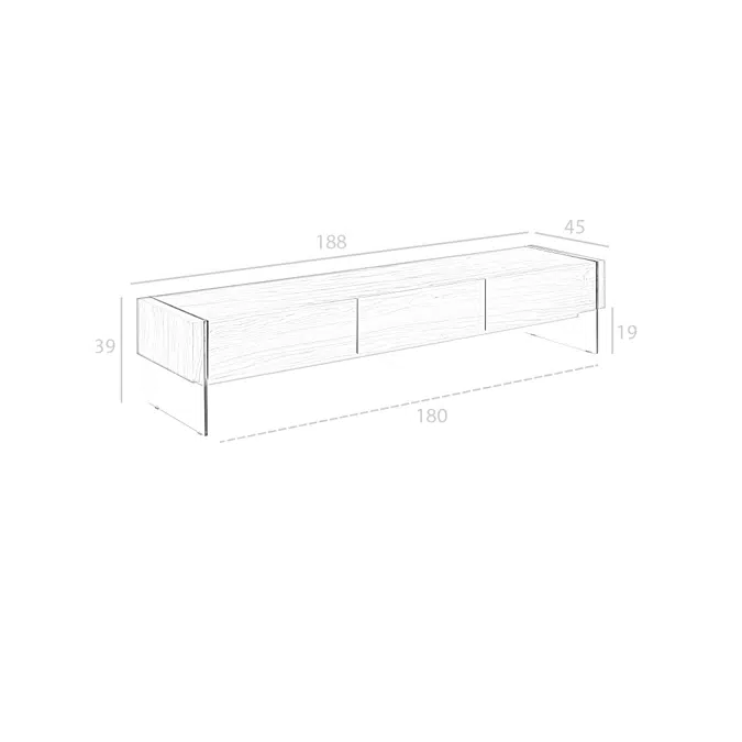 BIM objects - Free download! Walnut wood TV cabinet and tempered glass ...