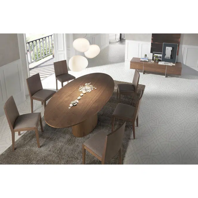 BIM objects - Free download! Oval walnut wood dining table | BIMobject