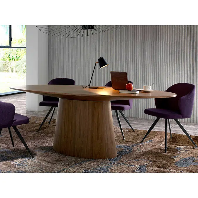 BIM objects - Free download! Oval walnut wood dining table | BIMobject