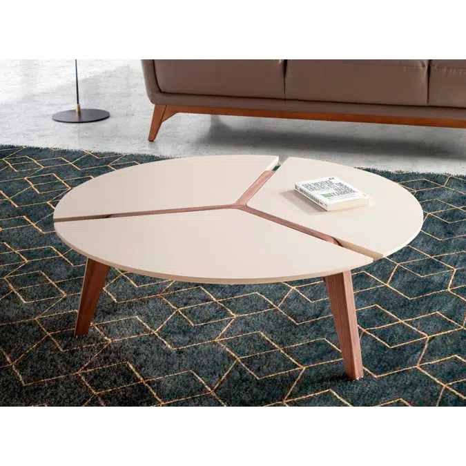 BIM objects - Free download! Round center table in cream wood and ...