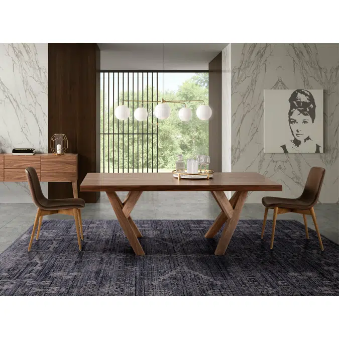 BIM objects - Free download! Rectangular solid wood dining table Walnut ...