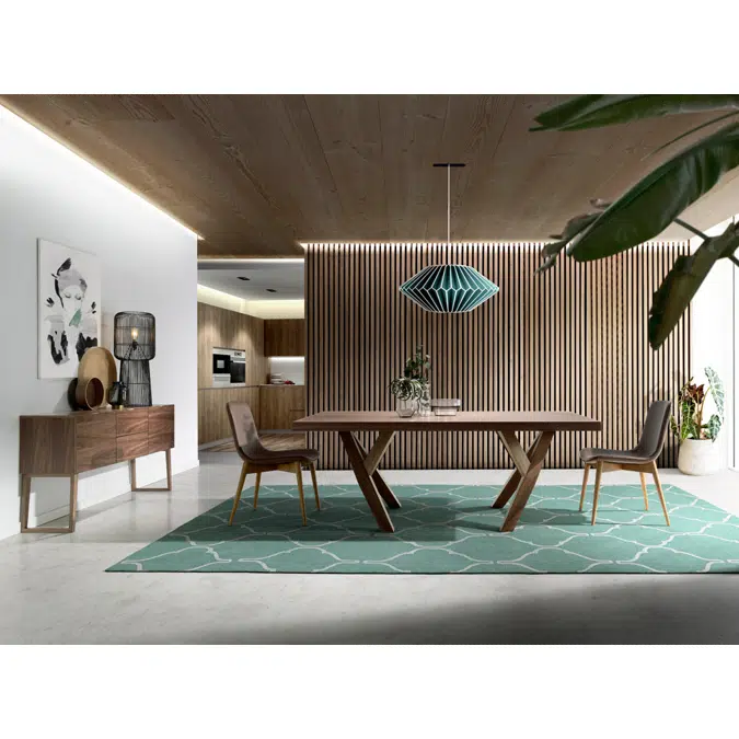 BIM objects - Free download! Rectangular solid wood dining table Walnut ...