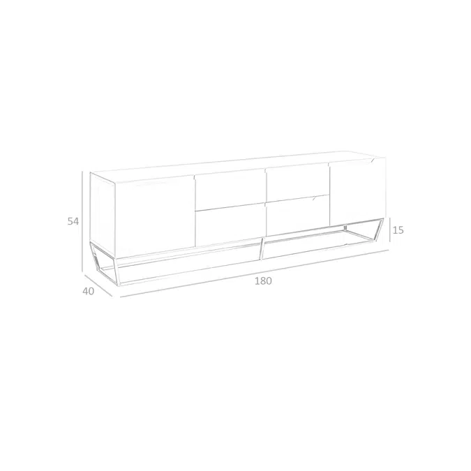 BIM objects - Free download! White wooden TV cabinet and chrome steel ...