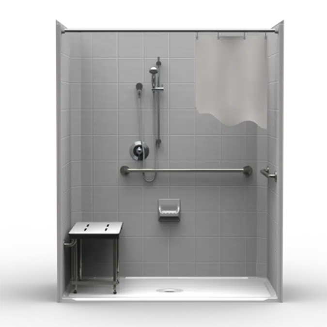 BIM objects - Free download! Single-Piece 63″ x 37″ x 79″ Shower ...