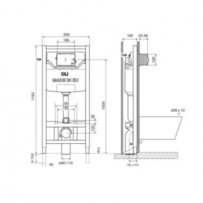 BIM objects - Free download! OLI 120 Plus - Freestanding - HYDROBOOST ...