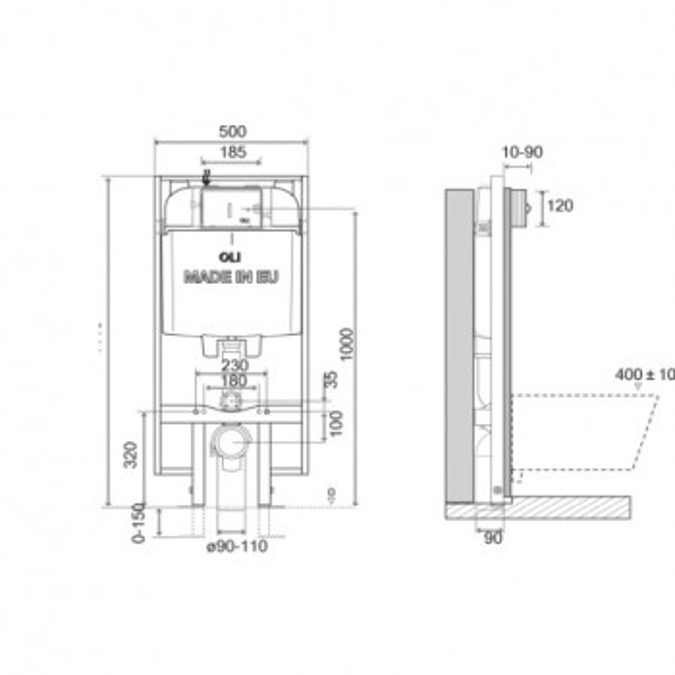 BIM objects - Free download! OLI74 Plus - Sanitarblock S90 - PNEUMATIC ...