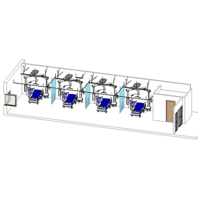 BIM objects - Free download! ICU Patient Ward Room with ceiling lift ...