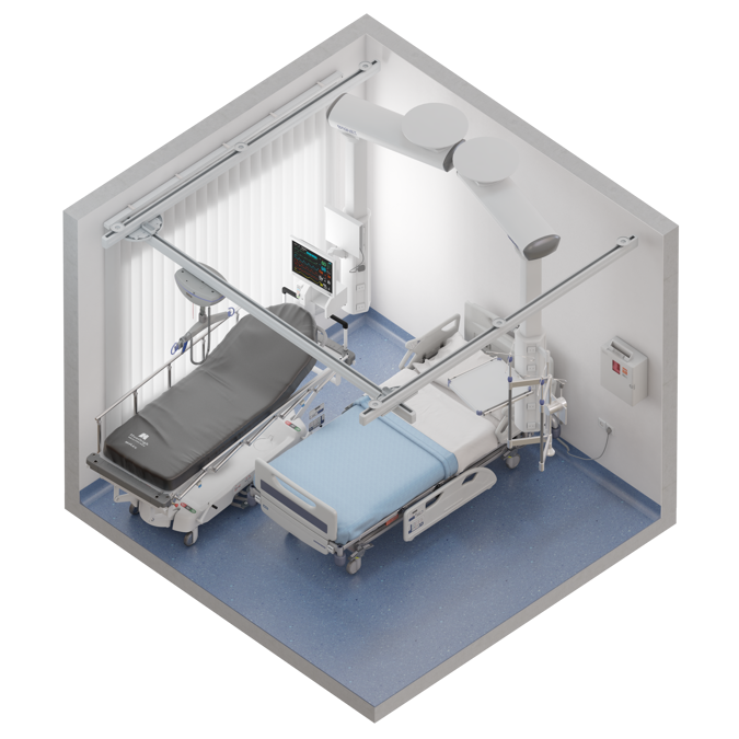 BIM objects - Free download! ICU Patient Room, with ceiling lift ...