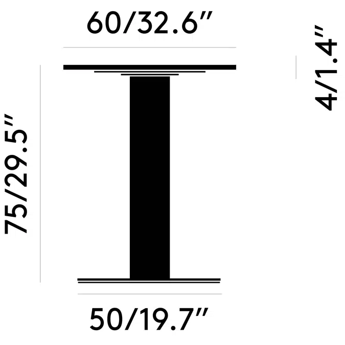 BIM objects - Free download! Tube Dining Table 60cm | BIMobject