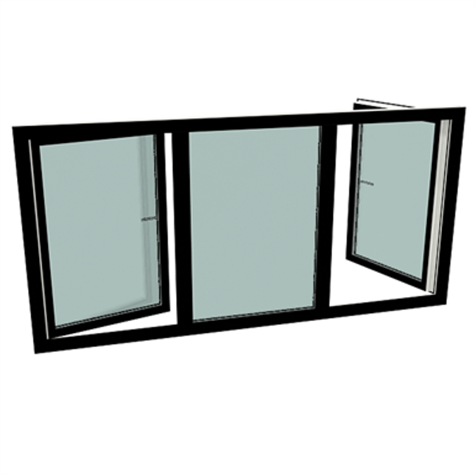 BIM objects - Free download! S9000 Three-piece window with turn and ...