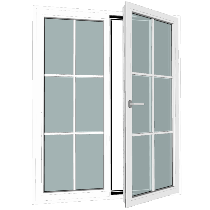 BIM objects - Free download! S9000 Double-vent window with Sash bars ...