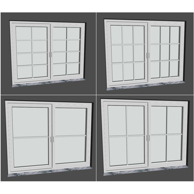 BIM objects - Free download! S9000 Double-vent window with Sash bars (variable number of Sash ...