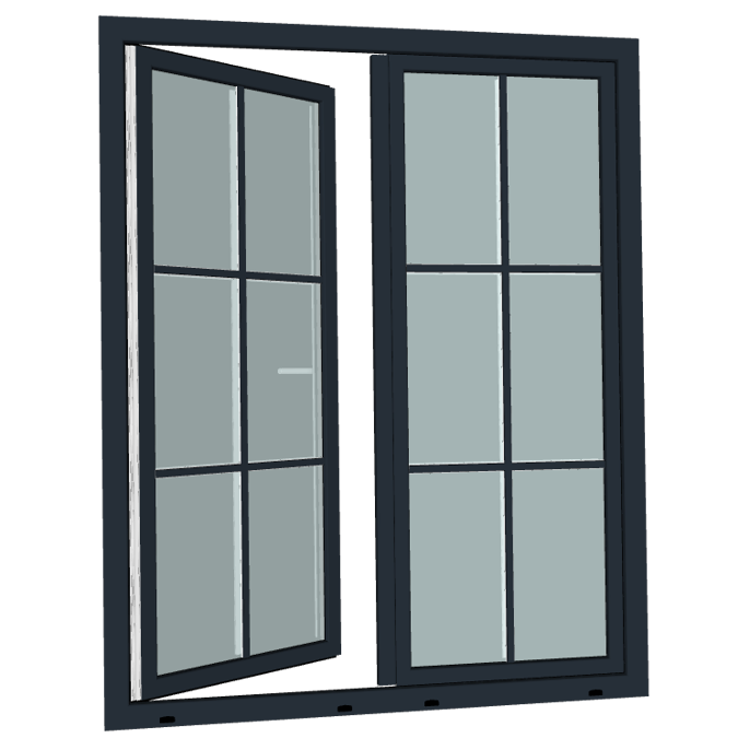 BIM objects - Free download! S9000 Double-vent window with Sash bars ...