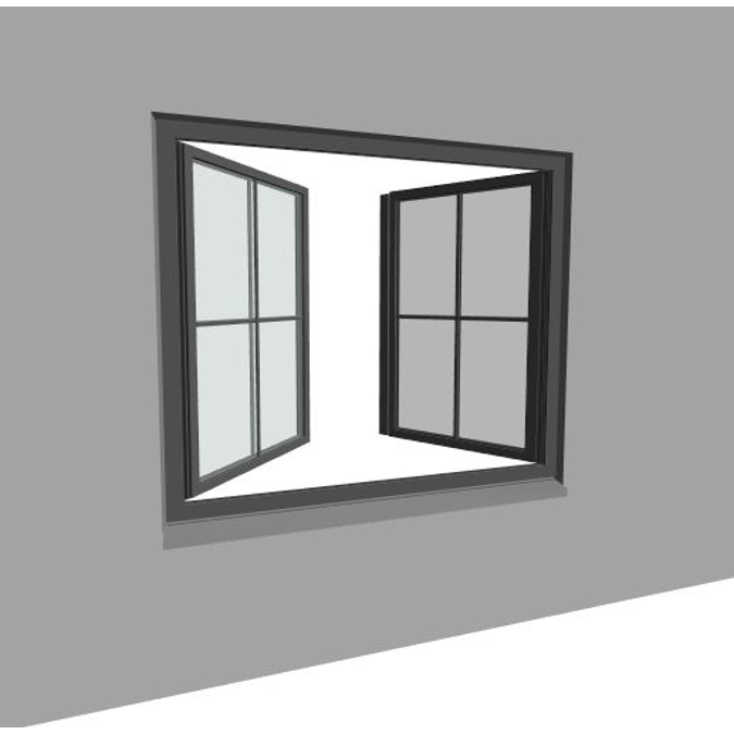 BIM objects - Free download! S9000 Double-vent window with Sash bars (variable number of Sash ...