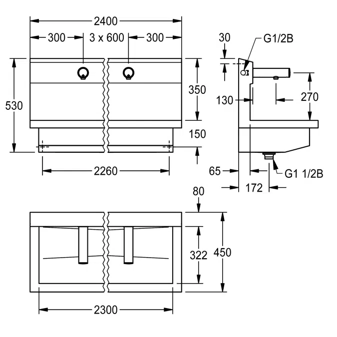 BIM objects - Free download! PLANOX Washbasin unit with electronic bib ...