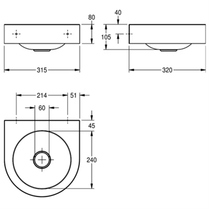 Objetos BIM - ¡Descarga gratis! ANIMA Washbasin WB240WM | BIMobject