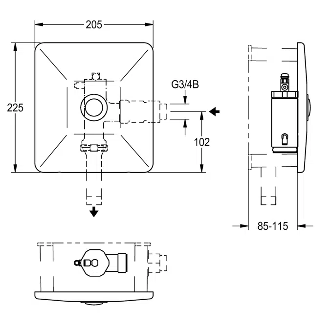BIM objects - Free download! AQUALINE WC flushing valve AQRM557 | BIMobject