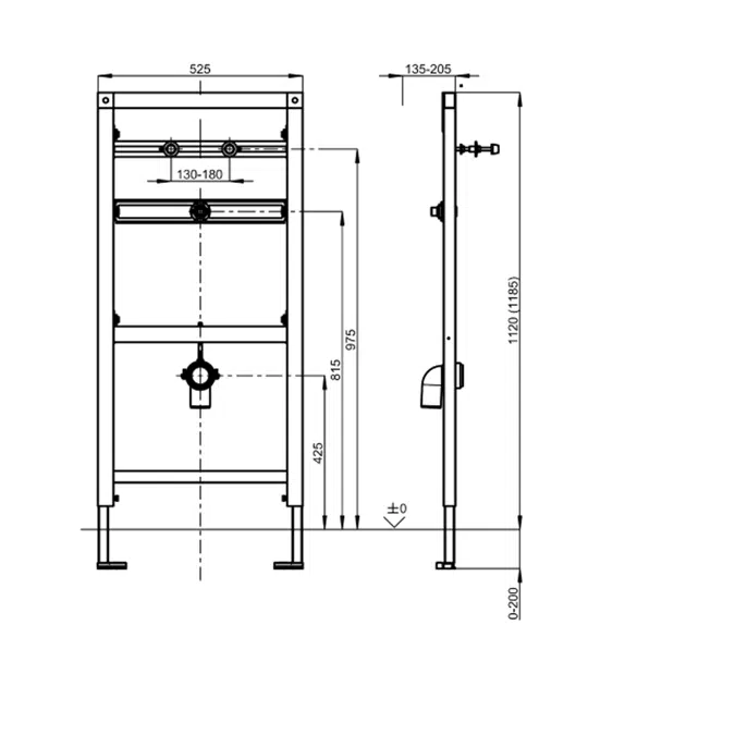 BIM objects - Free download! AQUAFIX urinal installation frame CMPX136 | BIMobject