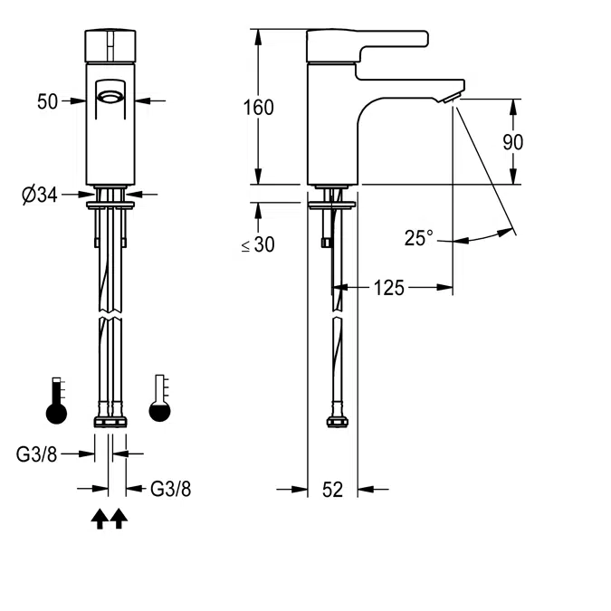 BIM objects - Free download! Thermostatic single-lever pillar mixer ...