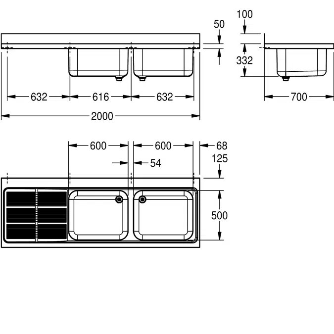 BIM objects - Free download! MAXIMA Commercial sink MAXL217-200 | BIMobject