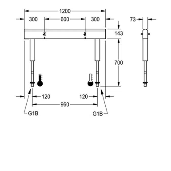 BIM objects - Free download! Fitting unit, double row AQFU0068 | BIMobject