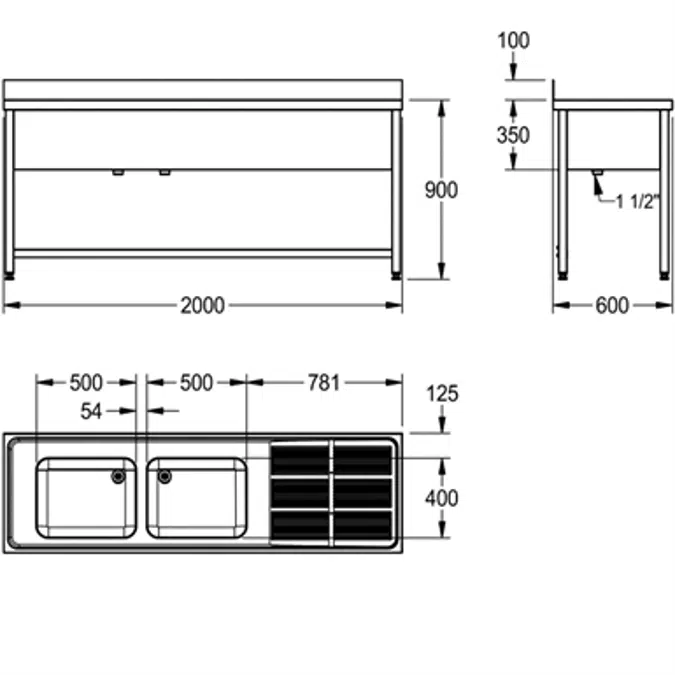 BIM objects - Free download! MAXIMA SET commercial sink MAXS212-200 SET | BIMobject