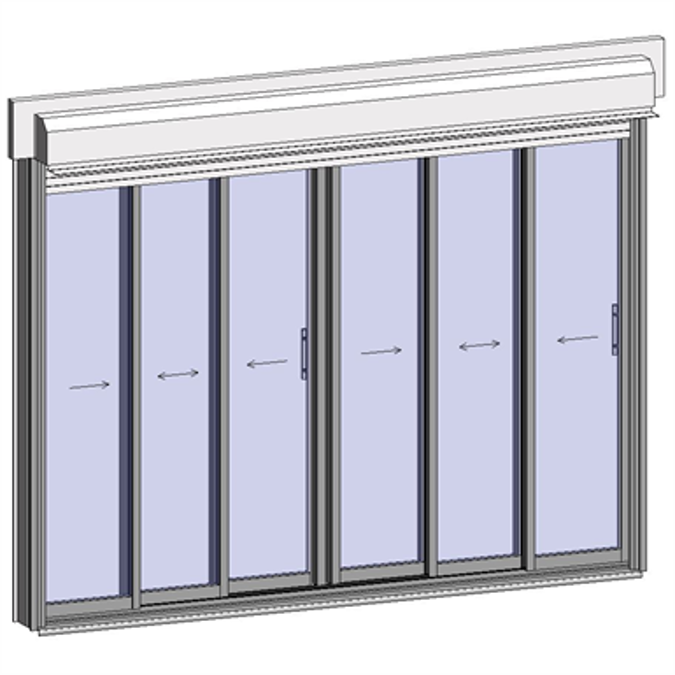 BIM objects - Free download! Sliding window 3 rails 6 leaves with ...