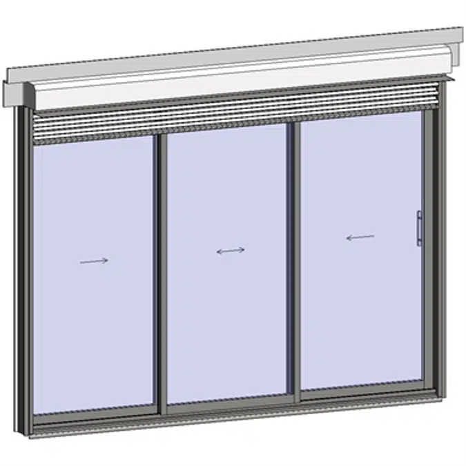 BIM objects - Free download! Sliding window 2 rails 3 leaves with ...