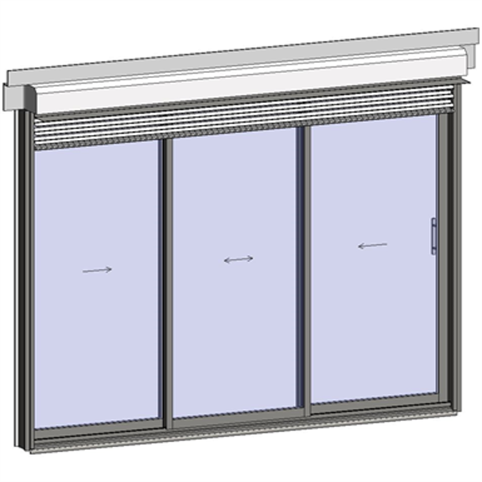 BIM objects - Free download! Sliding window 2 rails 3 leaves with ...