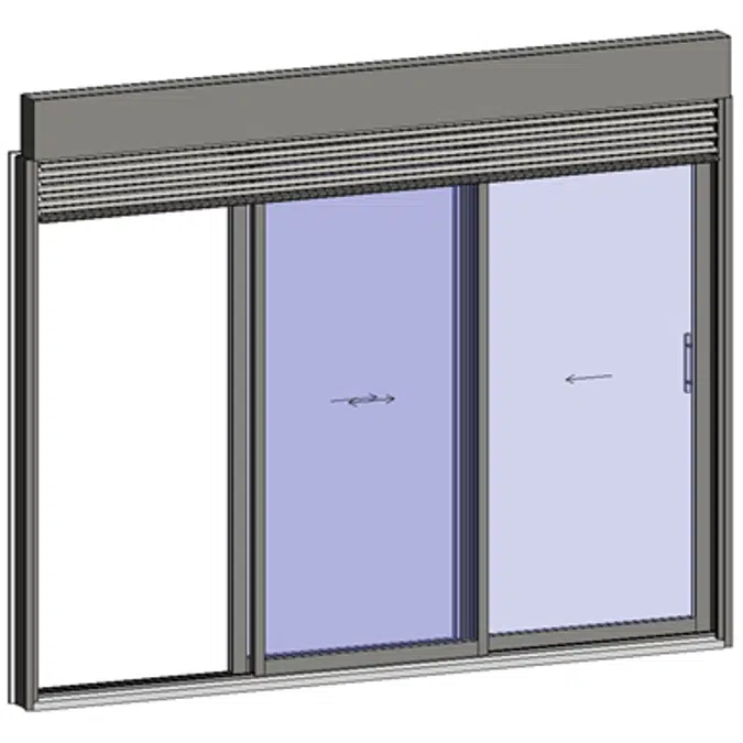 BIM objects - Free download! Sliding window 2 rails 3 leaves with ...