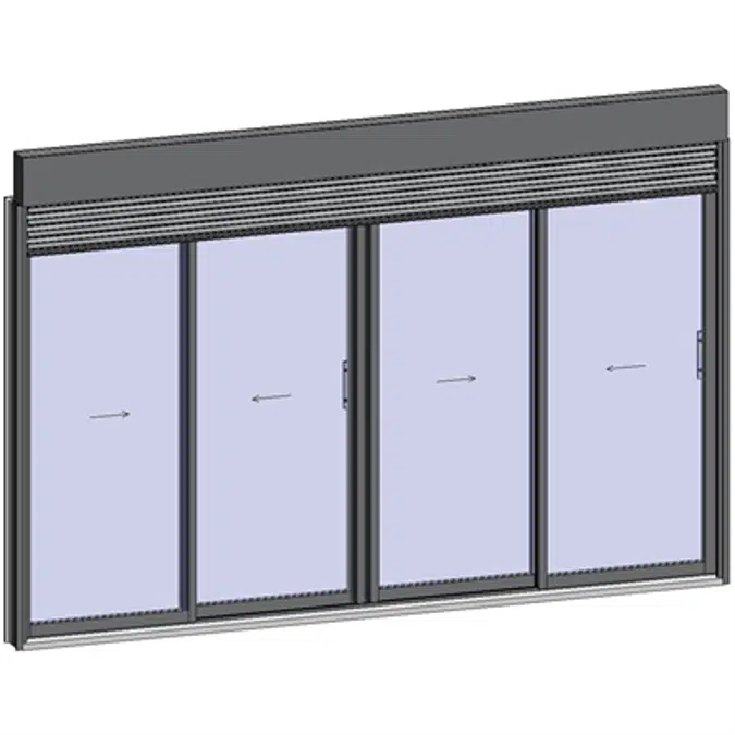 BIM objects - Free download! Sliding window 2 rails 4 leaves with ...