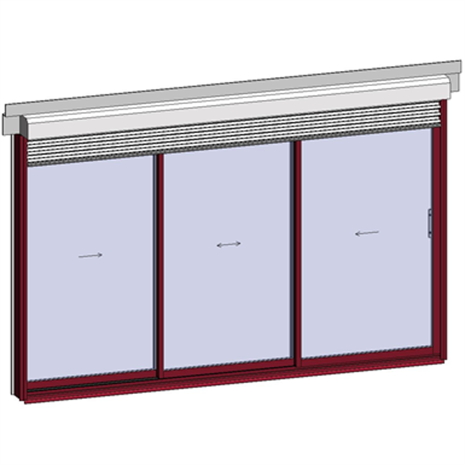 BIM object - ดาวน์โหลดฟรี! Sliding window 3 rails 3 leaves with ...