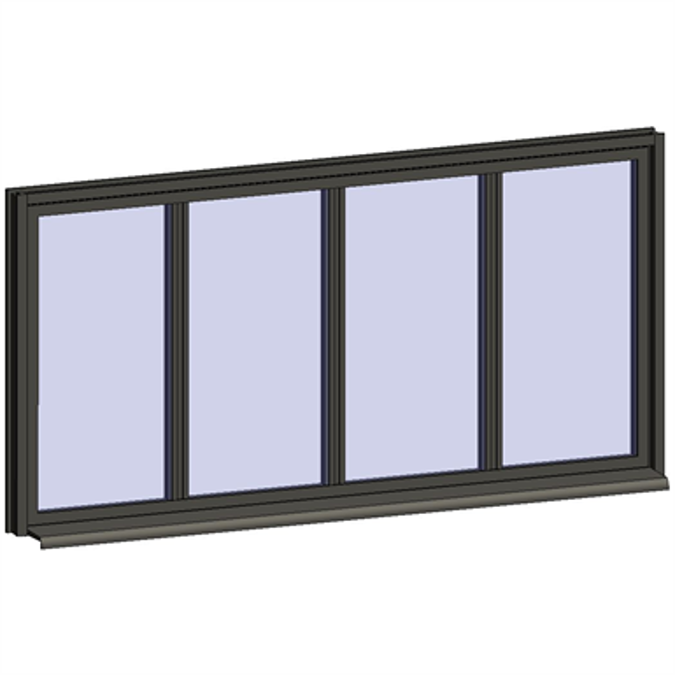BIM objects - Free download! Fixed Window with 4 Horizontal zones ...