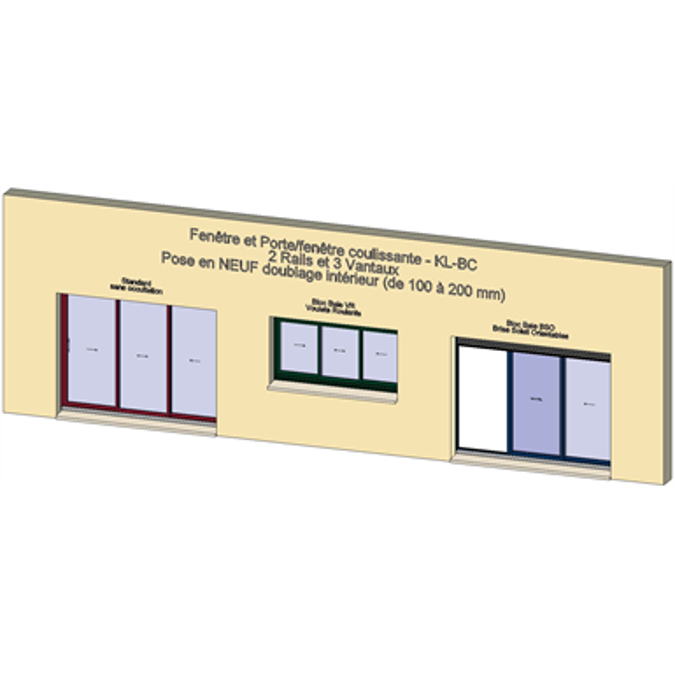BIM objects - Free download! Sliding window 2 rails 3 leaves - Showcase ...