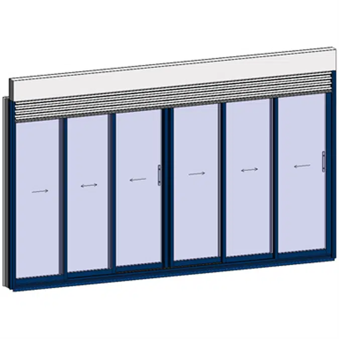 BIM objects - Free download! Sliding window 3 rails 6 leaves with ...