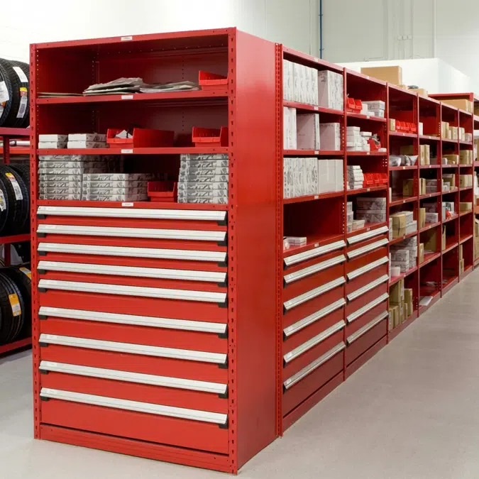 BIM objects - Free download! Heavy Duty Drawers 4-Post Shelving | BIMobject
