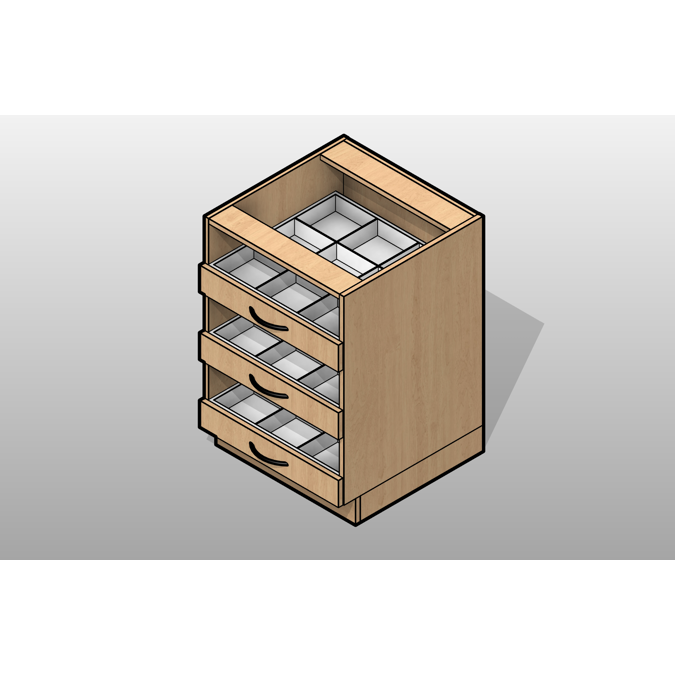 BIM objects - Free download! 3 Tray Drawer Laminate Base Cabinet ...