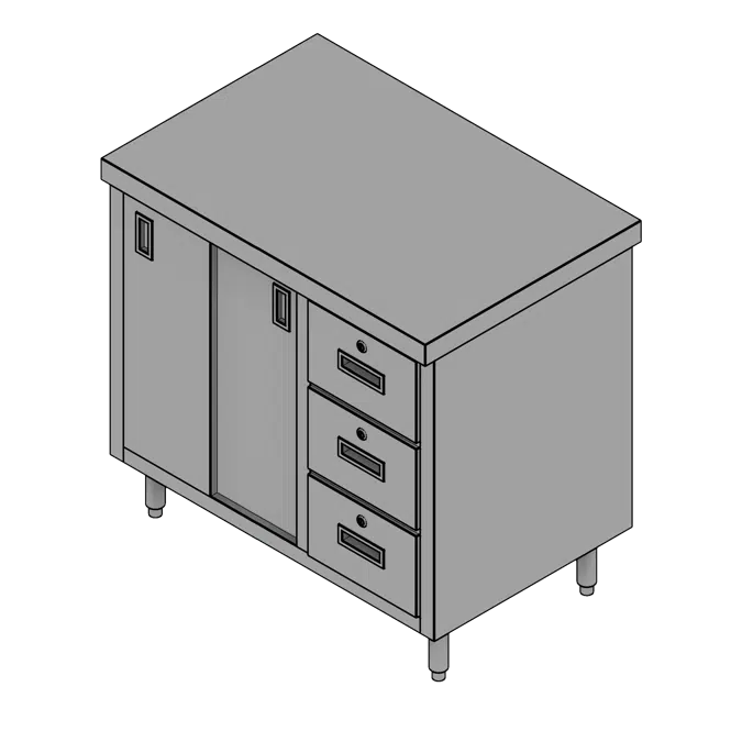 Objetos BIM - ¡Descarga gratis! 2 Doors 3 Drawers Stainless Steel ...