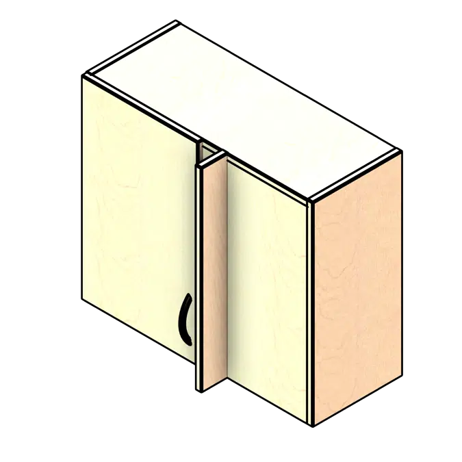 BIM objects - Free download! Corner 1 Door Laminate Wall Cabinet ...