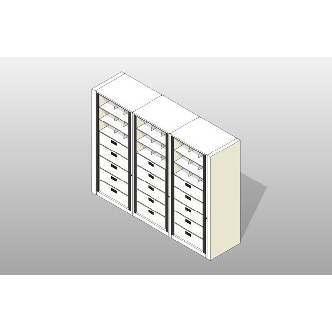 BIM objects - Free download! Legal-3 Cabinets-8 Tier-Drawers Steel ...