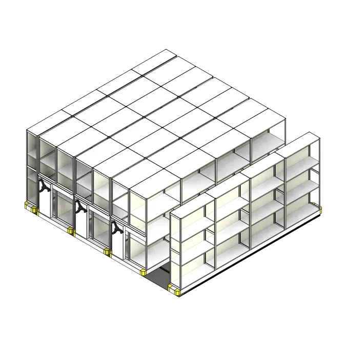 Objetos BIM - ¡Descarga gratis! Industrial 4 Post High Density Shelving ...