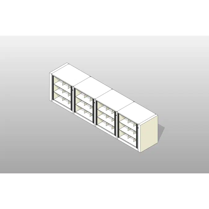 BIM objects - Free download! Legal-4 Cabinets-3 Tier-Shelves Steel ...