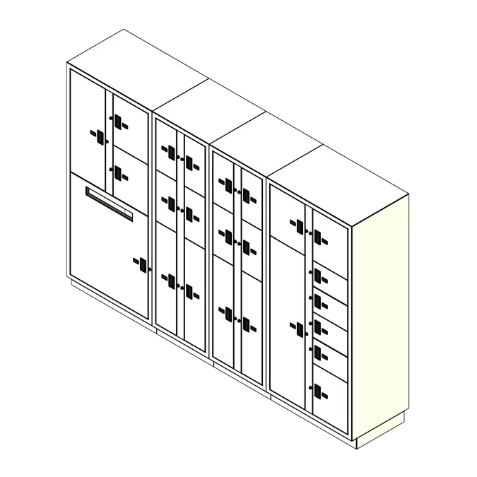 BIM 对象 - 免费下载！ 4 Columns-24 Total Openings Steel Evidence Locker ...